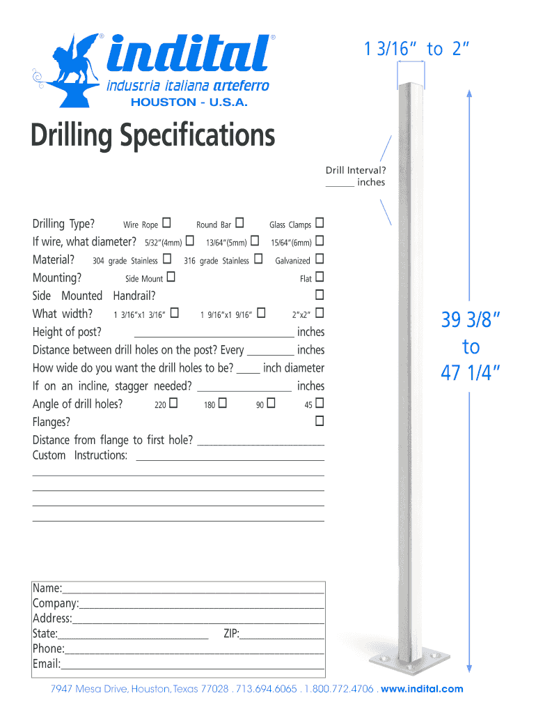 Fillable Online 1 3/16 to 2 Drilling Specifications Drill Interval Fax ...