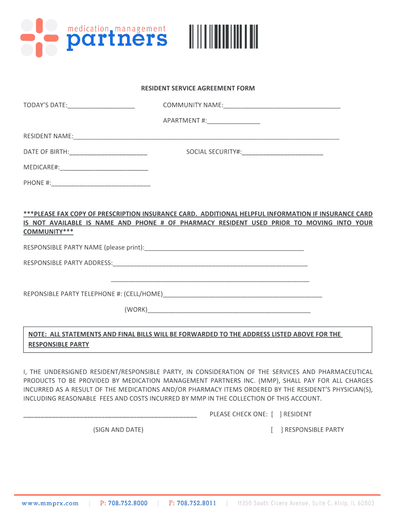 Fillable Online MMP Resident Service Agreement Form (AL) - mmprx.com ...