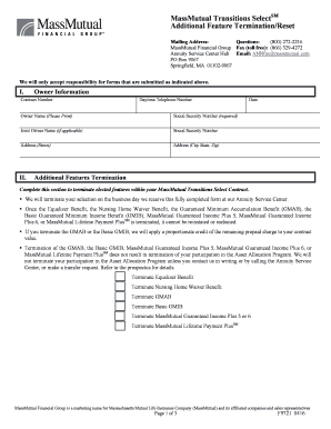 Fillable Online MassMutual Transitions SelectSM Additional Feature ...