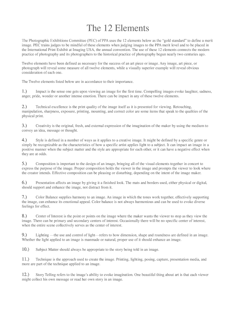 Fillable Online The 12 Elements Fax Email Print - pdfFiller