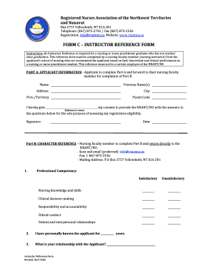 Fillable Online FORM C INSTRUCTOR REFERENCE FORM - outcrop Fax Email ...