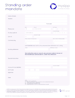 Fillable Online Standing order mandate - MYSIPP & MYSSAS Fax Email ...