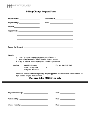 Fillable Online Billing Change Request Form - mghlab.com Fax Email ...