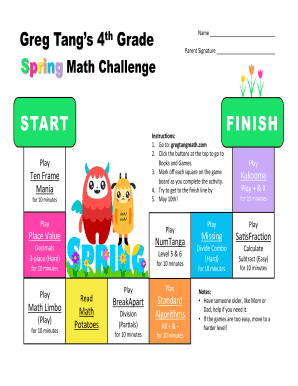 Fillable Online Spring Math Challenge - gregtangmath.com Fax Email ...