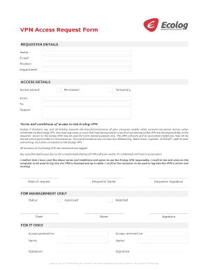 Fillable Online VPN Access Request Form - Ecolog Fax Email Print ...