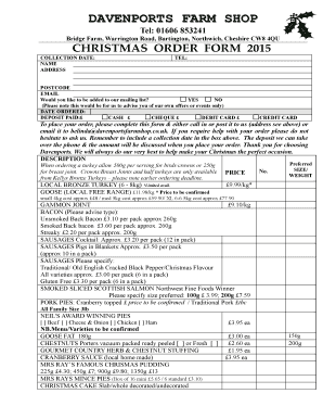 Fillable Online XMAS ORDER FORM 1997 Fax Email Print - pdfFiller