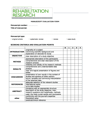 Fillable Online pjrr MANUSCRIPT EVALUATION FORM - pjrr.pl Fax Email Print - pdfFiller