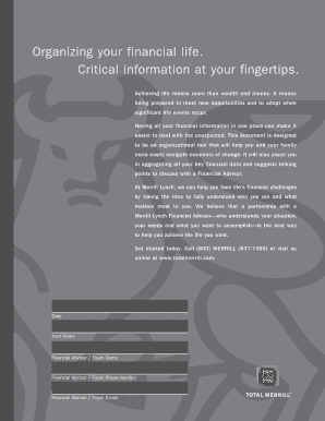 Fillable Online Organizing your financial life. Critical information at ...