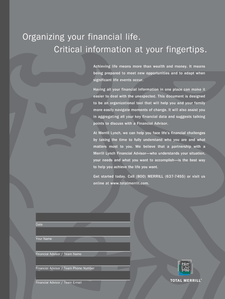 Fillable Online Organizing your financial life. Critical information at ...