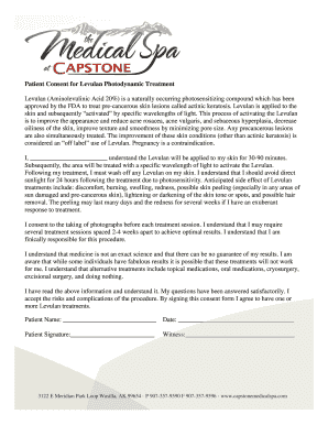 Fillable Online Patient Consent for Levulan Photodynamic Treatment Fax ...