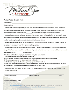 Fillable Online Venus Freeze Consent Form - Capstone Medical Spa Fax ...