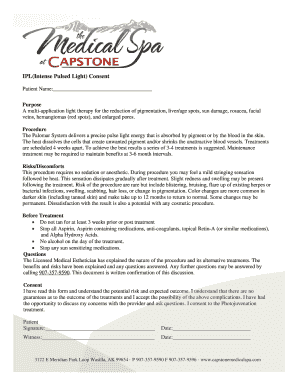 Fillable Online IPL(Intense Pulsed Light) Consent - Capstone Medical ...