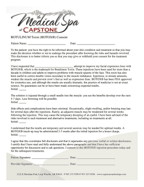 Fillable Online BOTULINUM Toxin (BOTOX) Consent Fax Email Print - pdfFiller