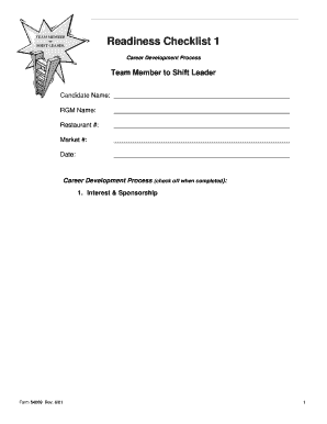 Fillable Online Readiness Checklist TM to SM - Border Attitude Fax ...