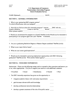 Fillable Online ocio os doc PostSecondary Internship Program Intern ...