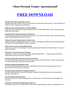Fillable Online kudaponi 96 CLIENT PERSONAL TRAINER AGREEMENT PDF ...