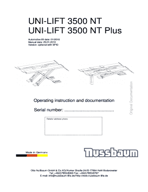 Uni Lift 3500 Nt - Fill Online, Printable, Fillable, Blank | pdfFiller