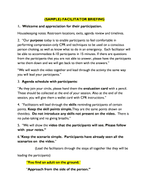 Fillable Online (SAMPLE) FACILITATOR BRIEFING Fax Email Print - pdfFiller