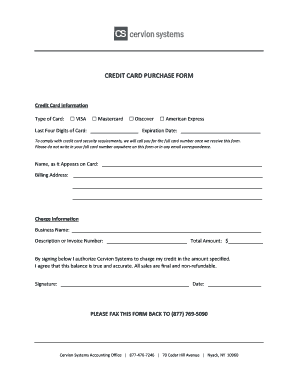 Fillable Online cervion CREDIT CARD PURCHASE FORM - cervion.info Fax ...
