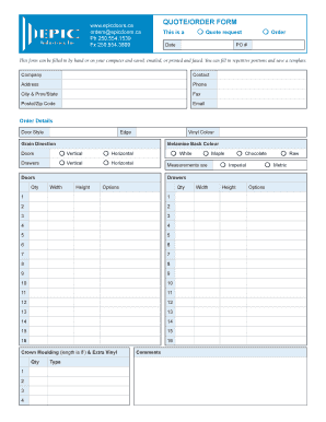 Fillable Online epicdoors QUOTE/ORDER FORM www.epicdoors.ca This is ...