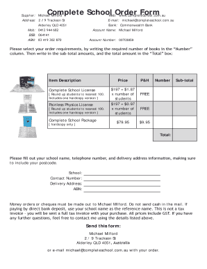 Fillable Online Complete School Order Form Fax Email Print - pdfFiller