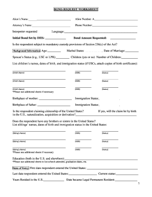 Fillable Online justice BOND REQUEST WORKSHEET Fax Email Print - pdfFiller