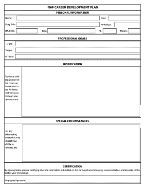 Fillable Online NAF CAREER DEVELOPMENT PLAN - nafjobs.org Fax Email ...