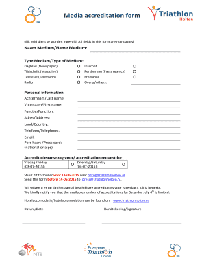 Fillable Online triathlonholten Media&accreditation&form& - triathlonholten.nl Fax Email Print ...