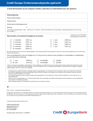 Fillable Online crediteurope Plaats / Datum / Handtekening ...