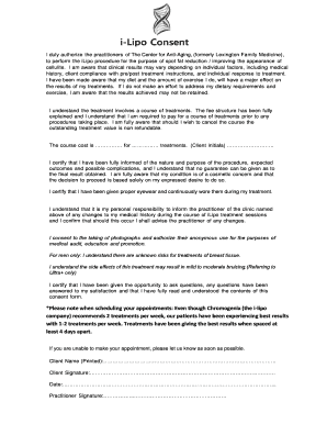 Fillable Online I-Lipo Consent Form I - Center for Anti-Aging Fax Email ...