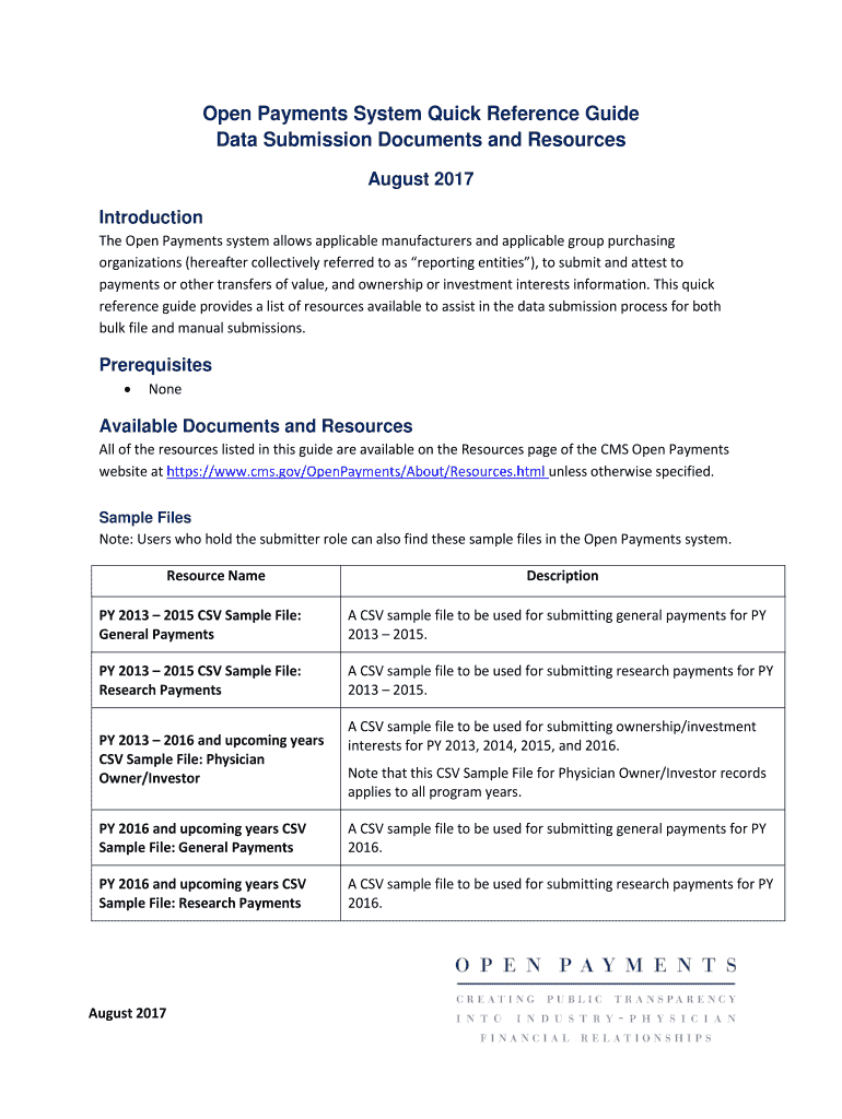Fillable Online Open Payments System Quick Reference Guide Fax Email Print - pdfFiller