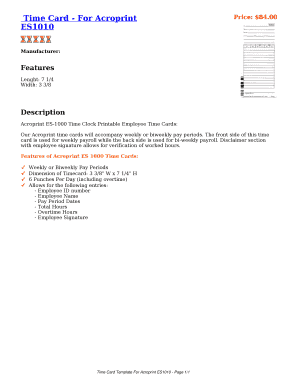 Fillable Online Time Card - For Acroprint Fax Email Print - pdfFiller