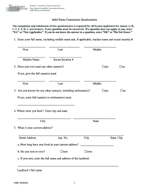 Fillable Online Solid Waste Commission Questionnaire Fax Email Print ...