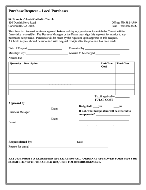 Fillable Online stfac Purchase Request Local Purchases - St. Francis of Assisi - stfac Fax Email ...