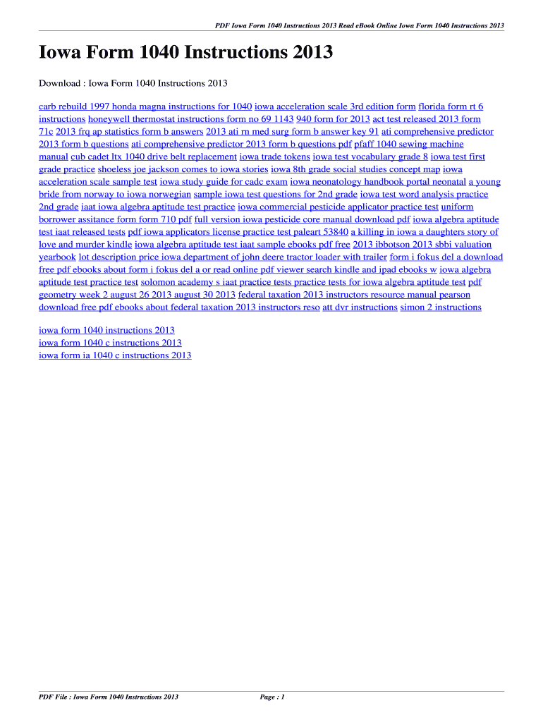 Fillable Online 104 131 86 Iowa Form 1040 Instructions 2013. iowa form ...