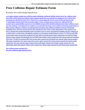 Fillable Online 104 131 86 Free Collision Repair Estimate Form. free ...