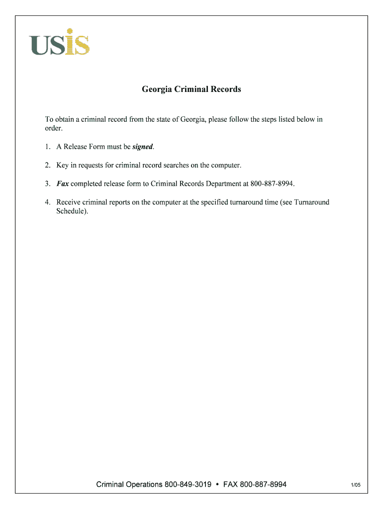 Georgia Criminal Records Release Form - Blank Fillable Template | Fill ...