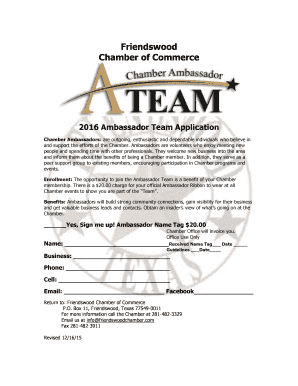 Fillable Online Ambassadors Team Fax Email Print - pdfFiller