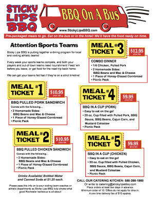 Fillable Online Pre-packaged meals to go. Eat on the bus or in the ...