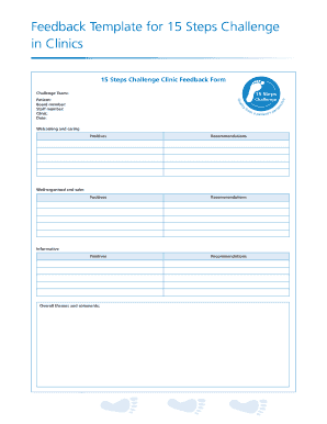 Fillable Online 15 Steps Challenge Clinic Feedback Form - Qualitas ...