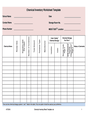 Fillable Online dec ny Chemical Inventory Worksheet Template. Chemical ...
