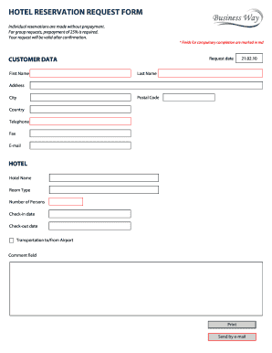 Fillable Online businessway HOTEL RESERVATION REQUEST FORM - Business ...