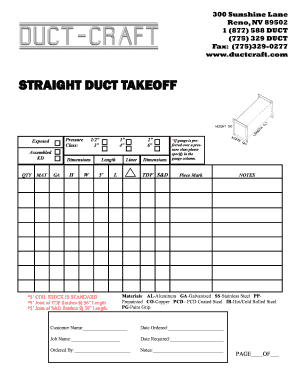 Fillable Online STRAIGHT DUCT TAKEOFF - Duct-Craft Fax Email Print ...
