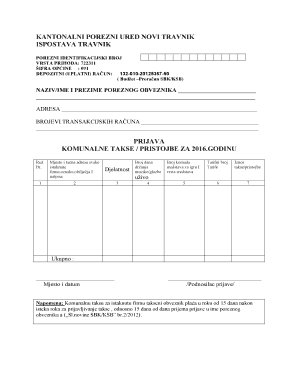 Fillable Online pufbih KANTONALNI POREZNI URED NOVI TRAVNIK ISPOSTAVA ... - pufbih.ba Fax Email ...
