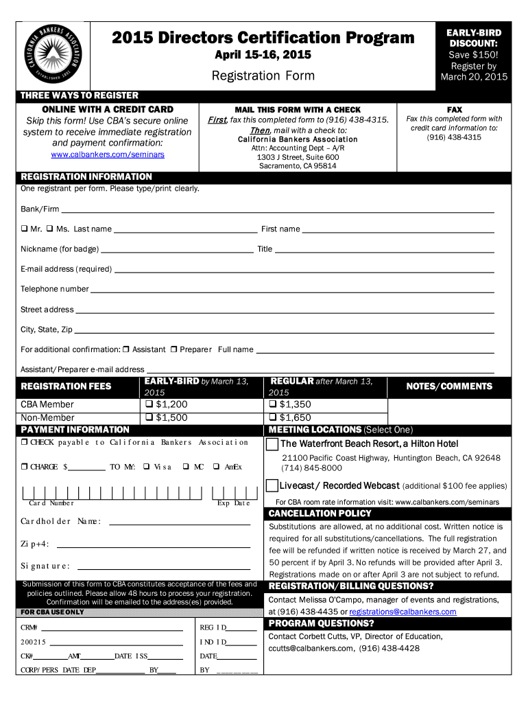 Fillable Online DISCOUNT: Save $150 Fax Email Print - pdfFiller