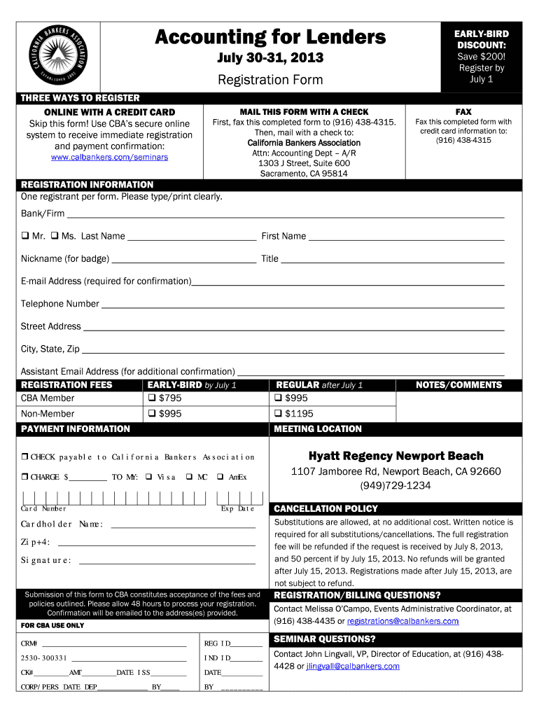 Fillable Online Accounting for Lenders Fax Email Print - pdfFiller