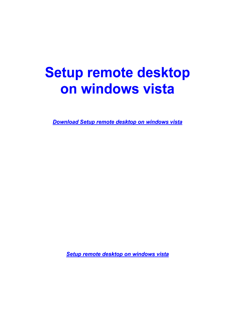 Fillable Online On windows vista Setup remote desktop Fax Email Print - pdfFiller