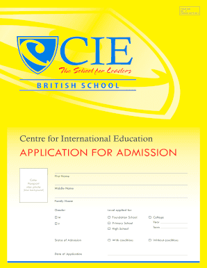 Fillable Online cie Admission form health inquiry conforme 2014 - cie ...