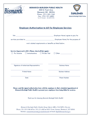 Fillable Online Forms-Authorization to bill employer Fax Email Print ...