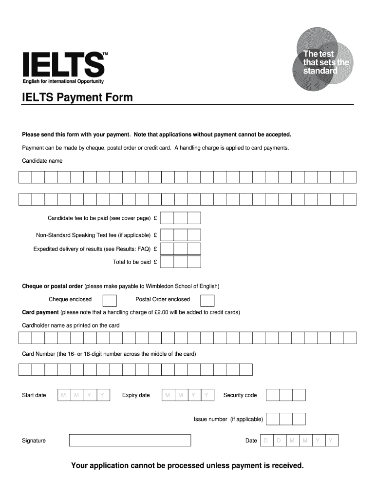 IELTS Payment Form - Blank Fillable Template | Fill Out, Print ...
